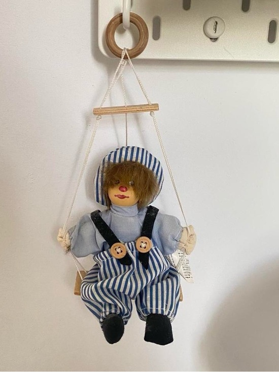 Other | Wooden Hand Painted Blue Clown On A Swing | Poshmark